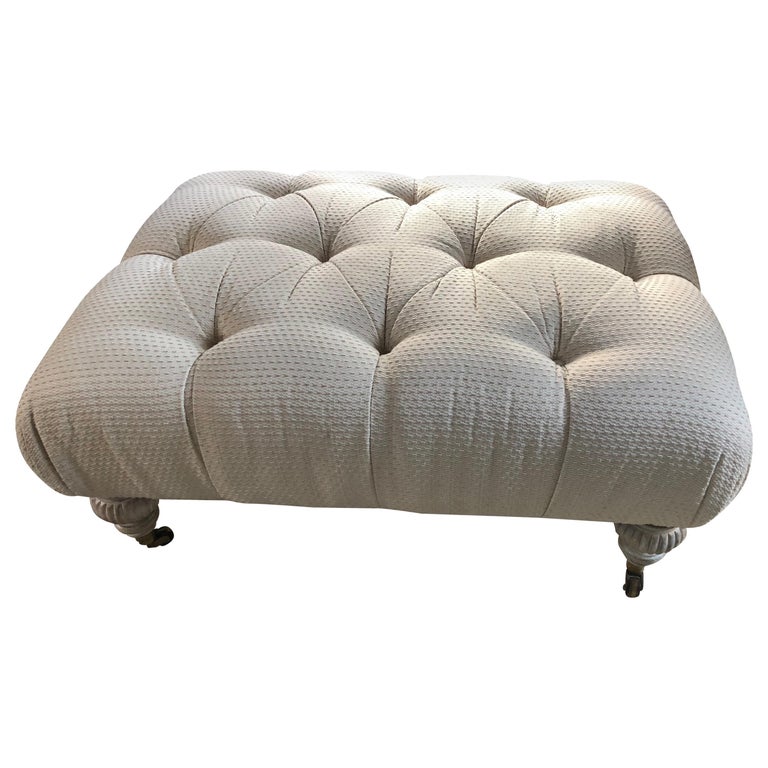 Luxurious Button Tufted Upholstered Ottoman For Sale at 1stDibs