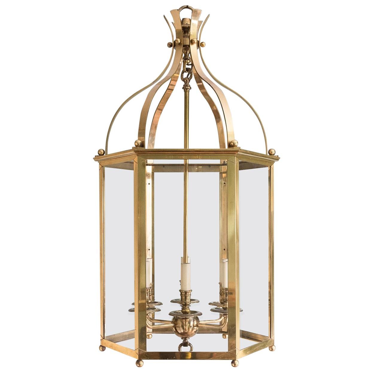 Substantial Brass Hexagonal Regency Style Hall Lantern at 1stDibs