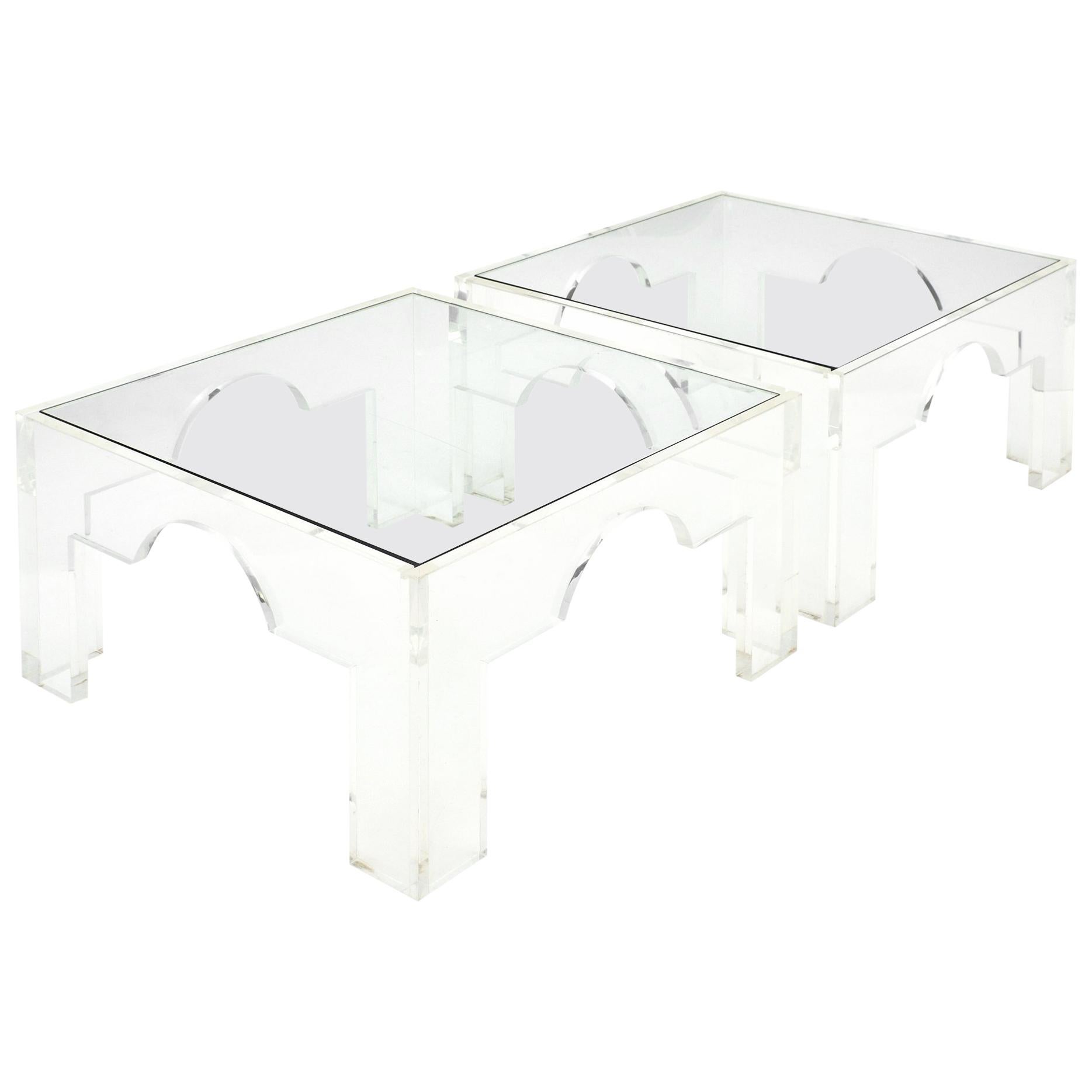 Lucite and Glass French Coffee Tables at 1stDibs