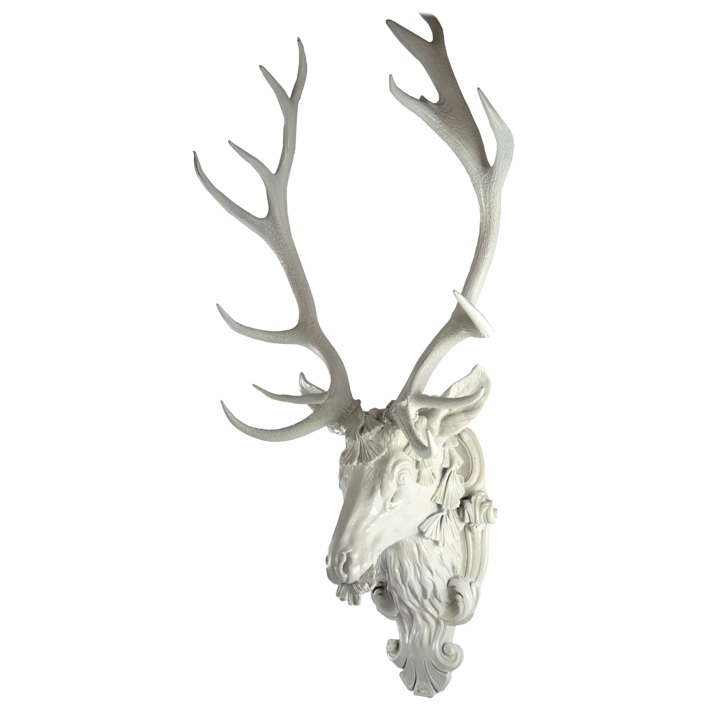 Red Deer Antlers Mounted on Gilt Stag's Head at 1stDibs | staghead designs