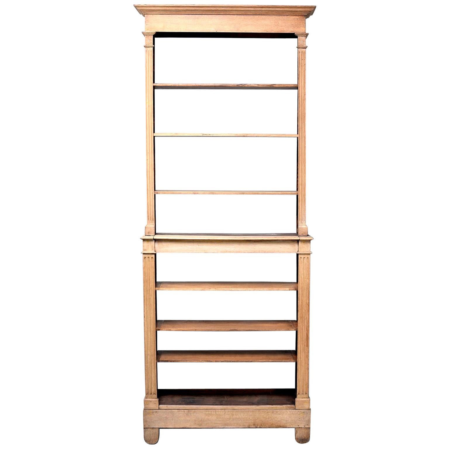 Tall French Bleached Oak Bookcase or Étagère with Adjustable Shelves at ...