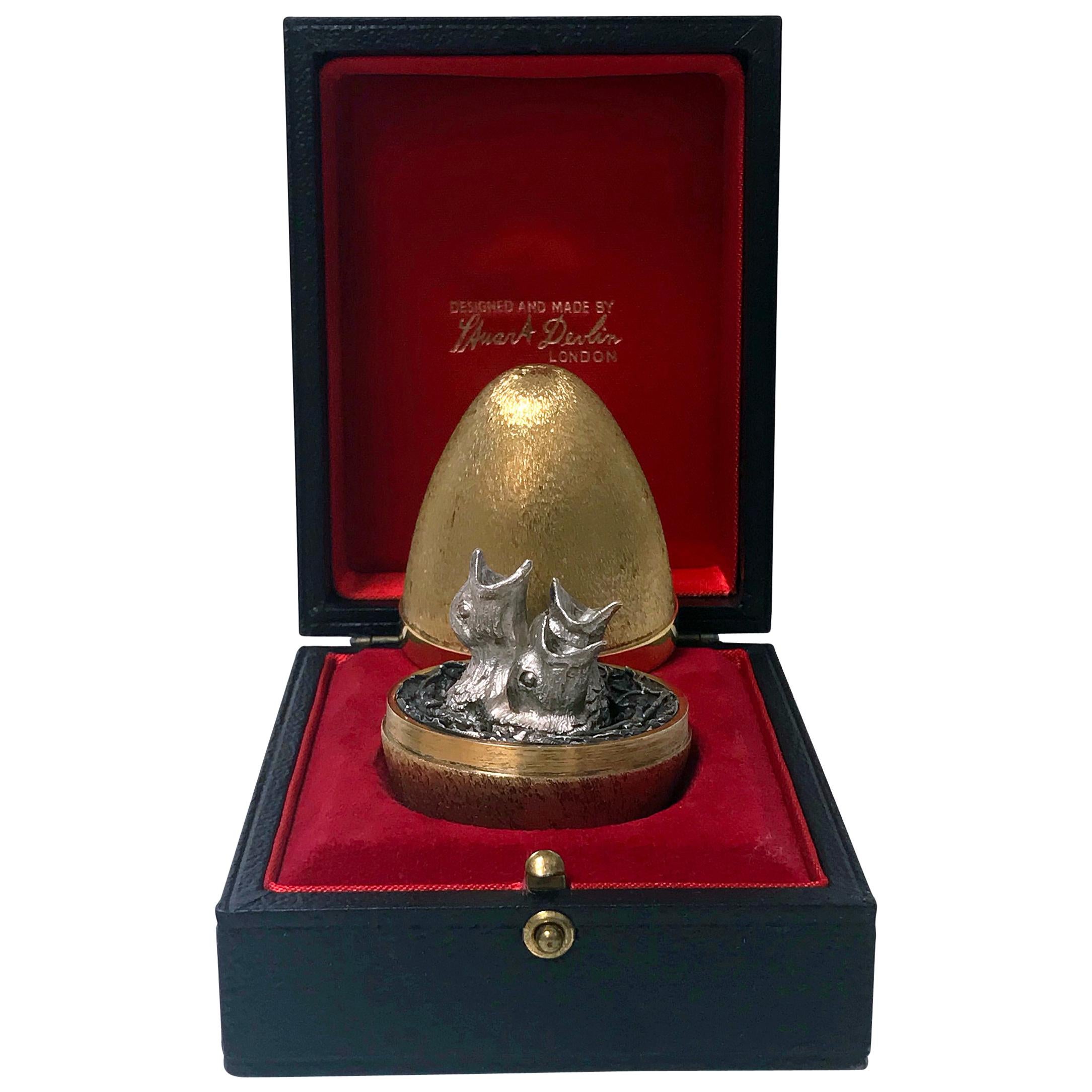 Stuart Devlin Silver Gilt Surprise Egg, revealing hatchlings, London ...