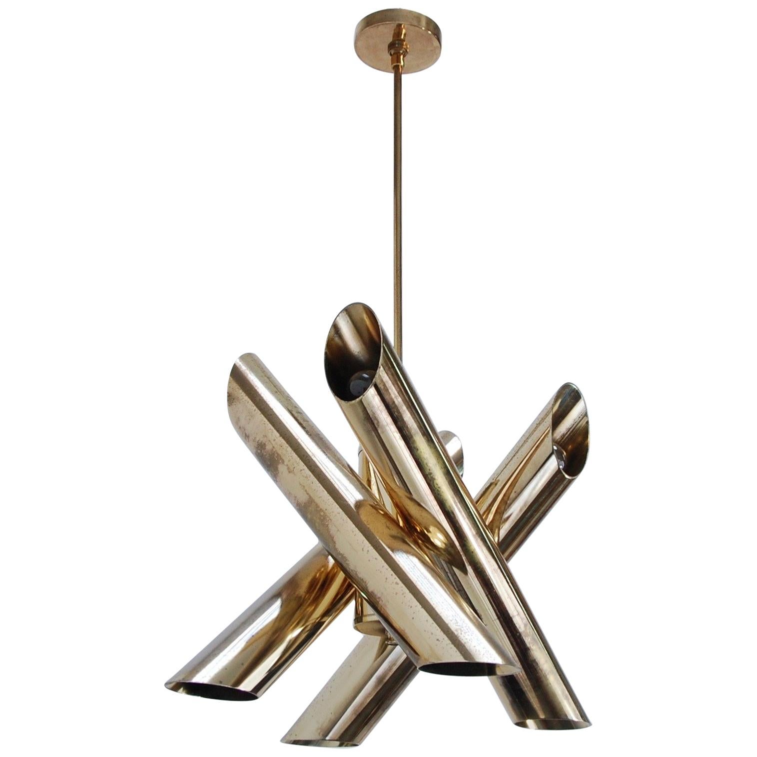 Brass Multi Tubular Pendant at 1stDibs
