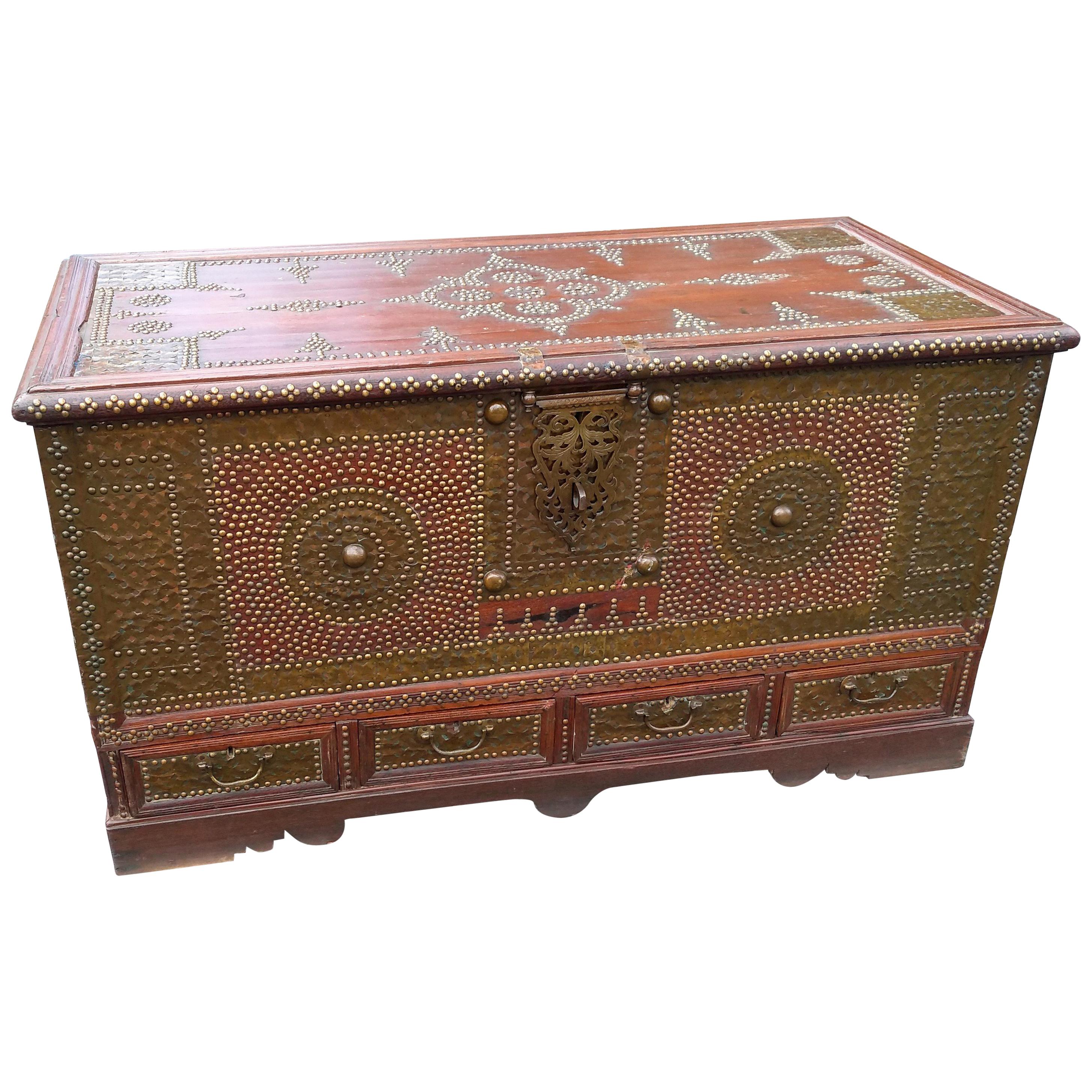 Brass-Clad Anglo-Indian Chest, Mid-19th Century For Sale at 1stDibs