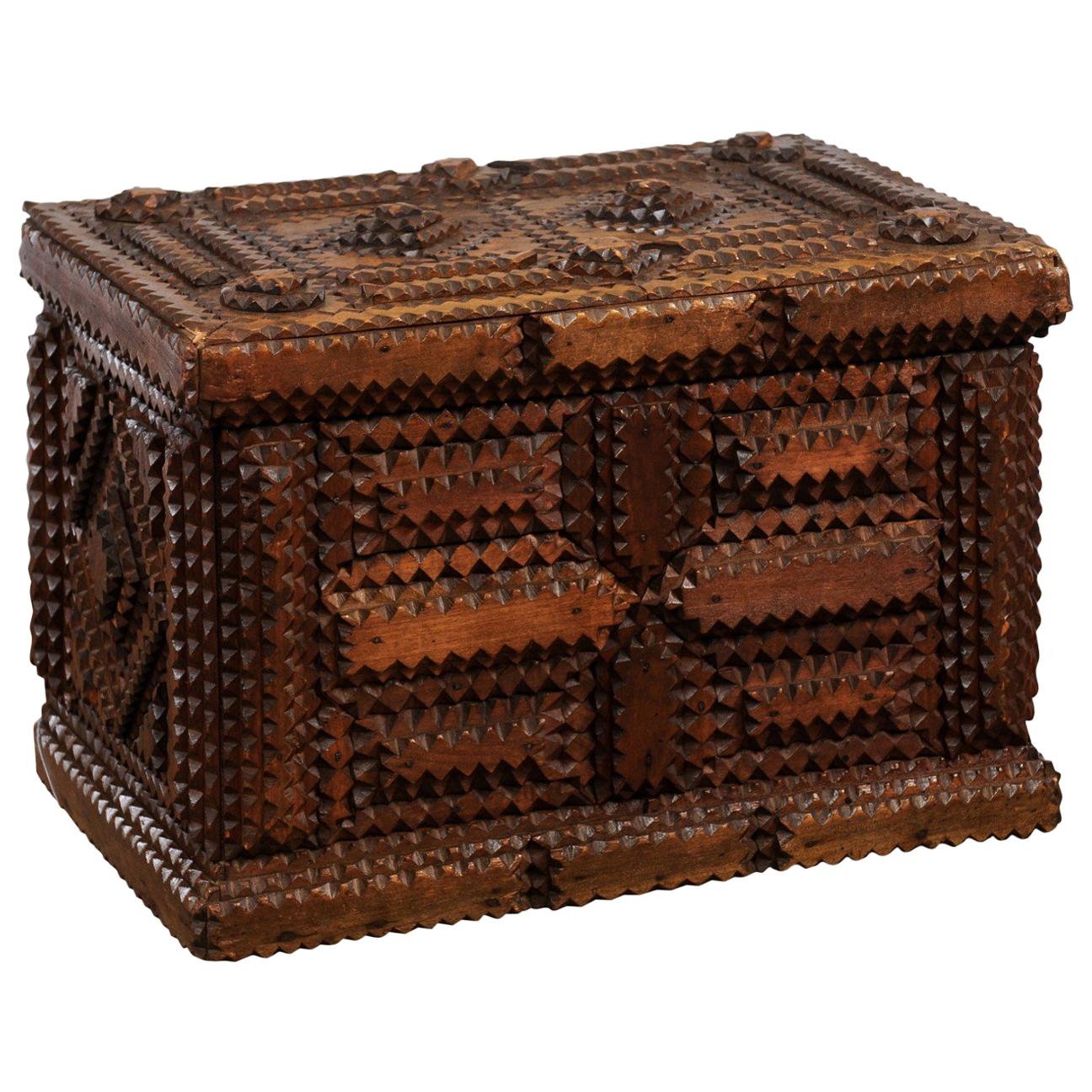 American Large Tramp Art Box, Late 19th Century at 1stDibs