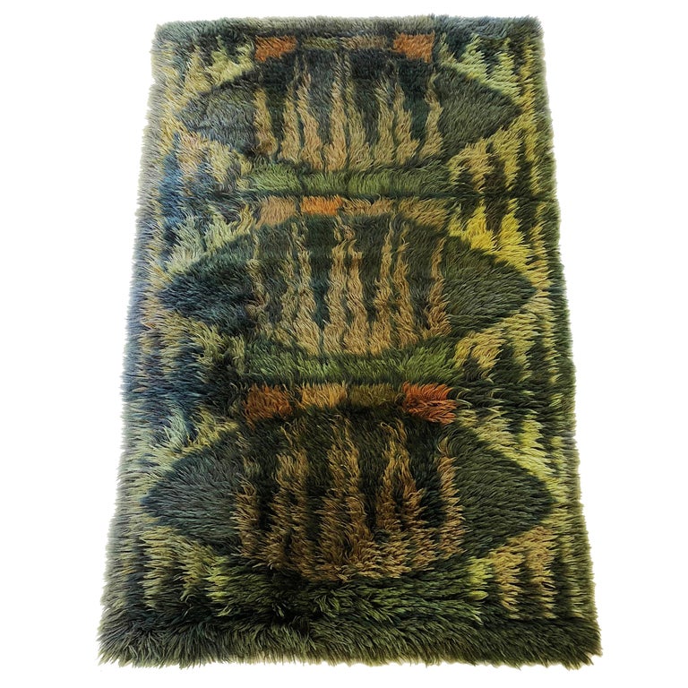 Original Abstract Scandinavian High Pile Abstract Rya Rug Carpet ...