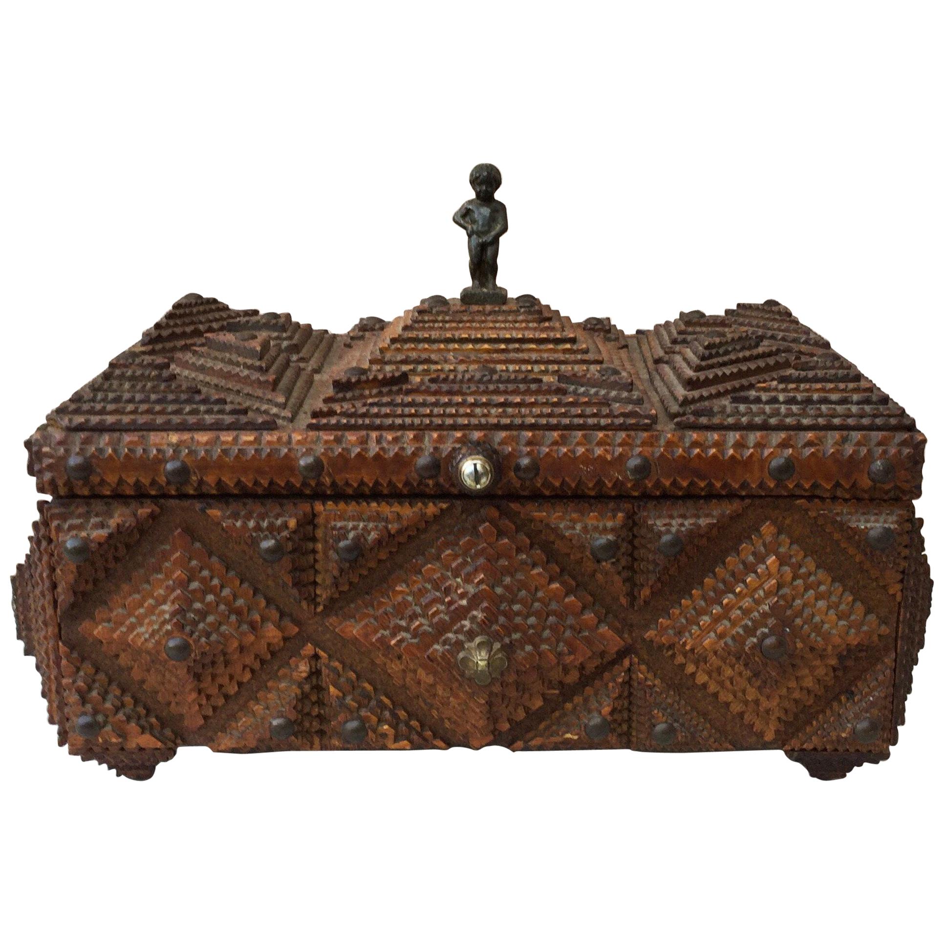 Folk Art 19th Century French Tramp Box For Sale at 1stdibs
