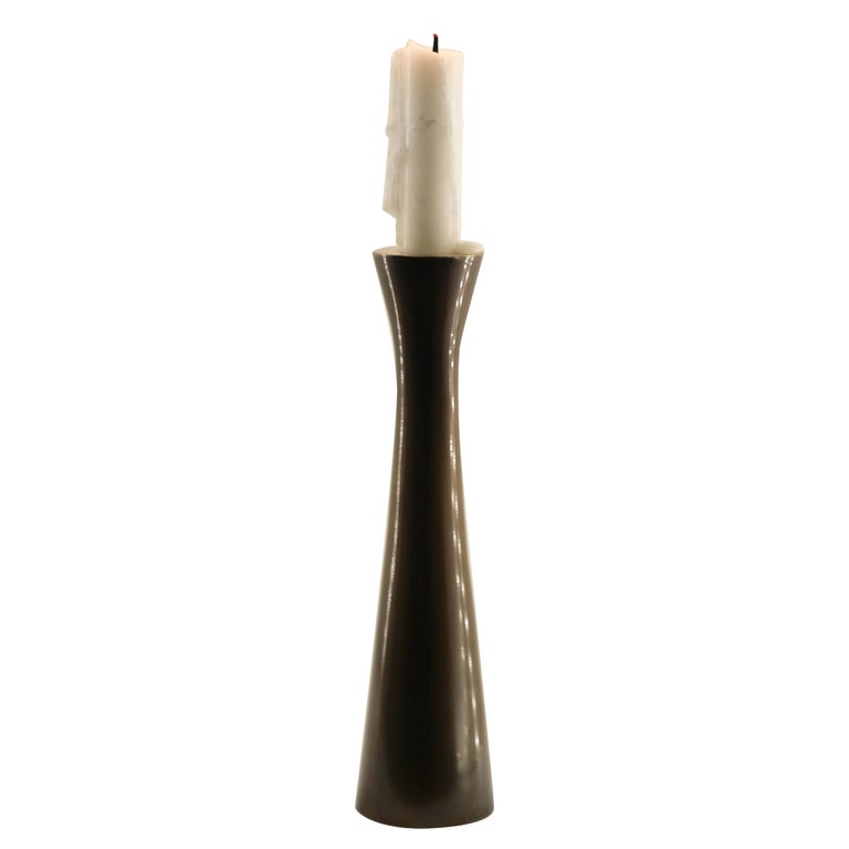Tall Brass Tapered Candle Holder With Bronze Patina At 1stdibs