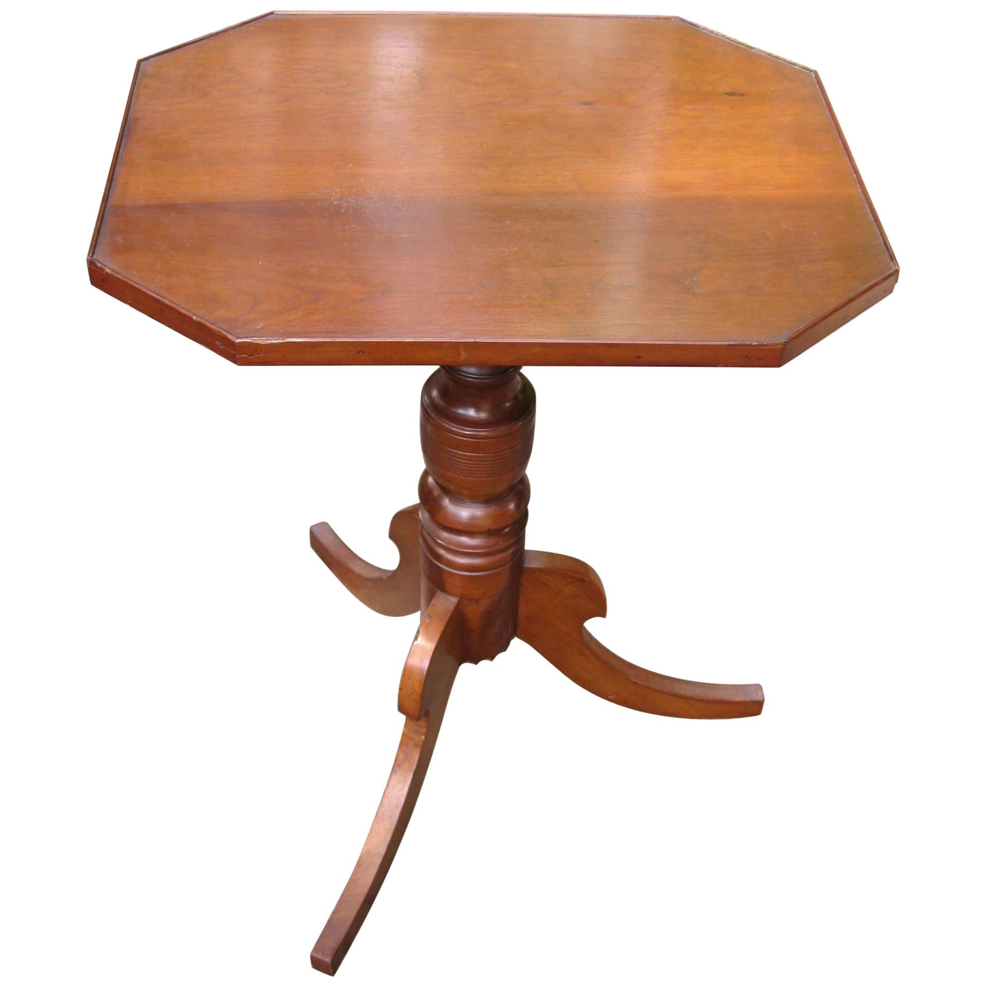 American Cherry Tilt-Top Octagon Candlestand with Bird's-Eye Maple ...