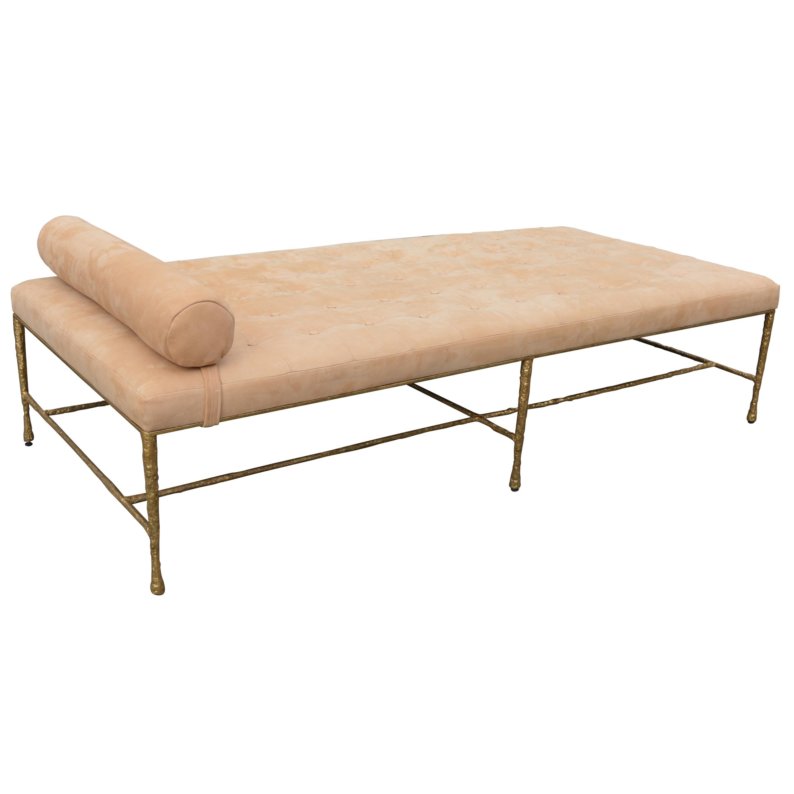 Bronze and Suede Day Bed or Coffee Table at 1stDibs