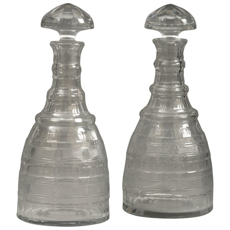 Pair of Regency Period Cut Glass Decanters For Sale at 1stdibs