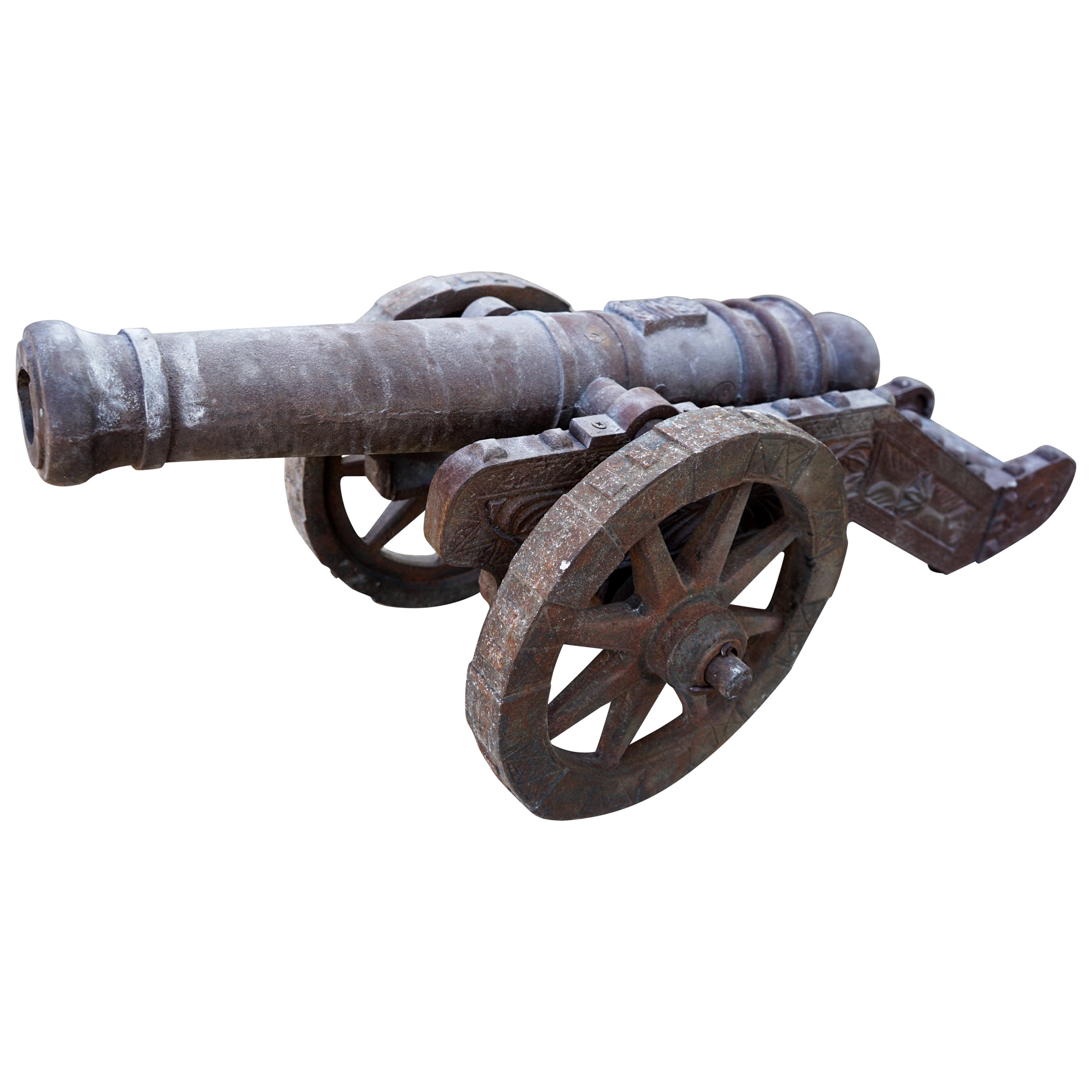 Original 16th Century Ships Naval Cannon Timber Base with Later Bronze ...