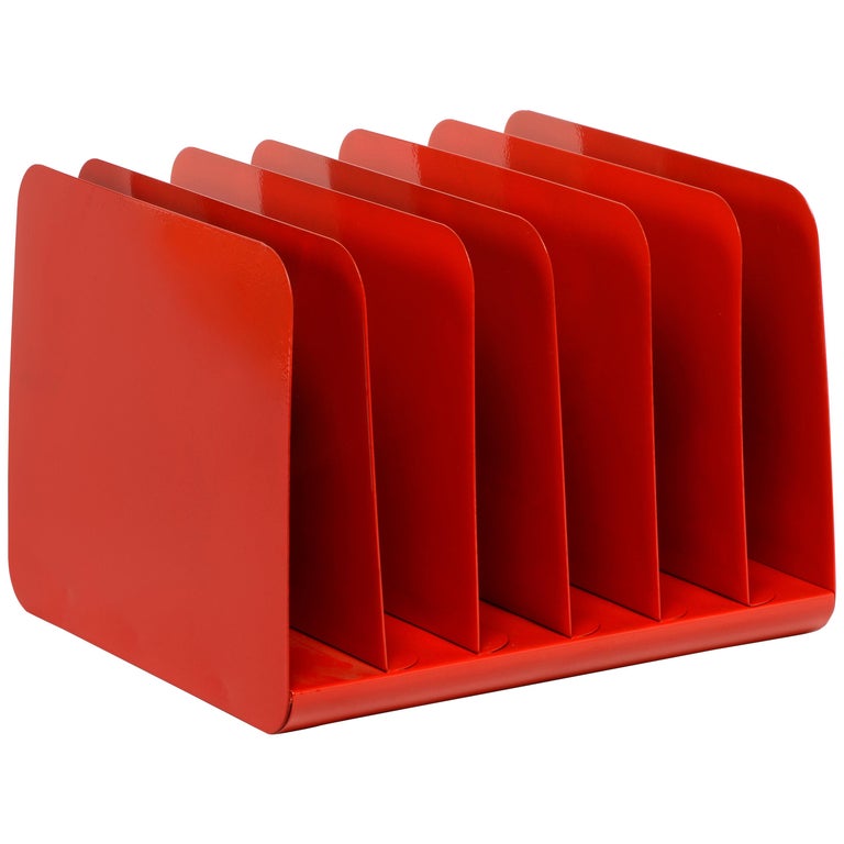 1960s Desktop File Organizer, Refinished in Red at 1stDibs