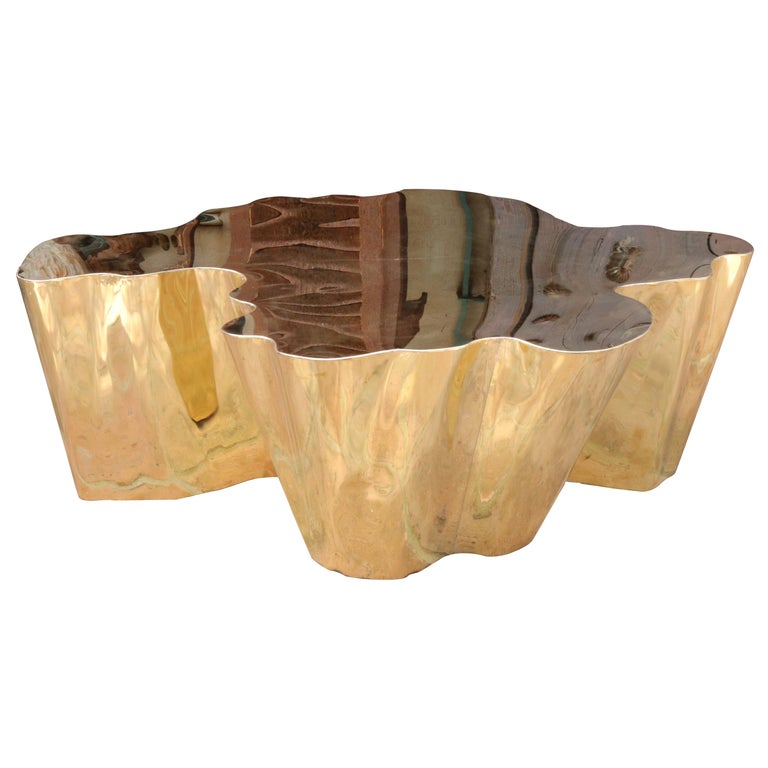 French Modern Gilded Brass Table at 1stDibs