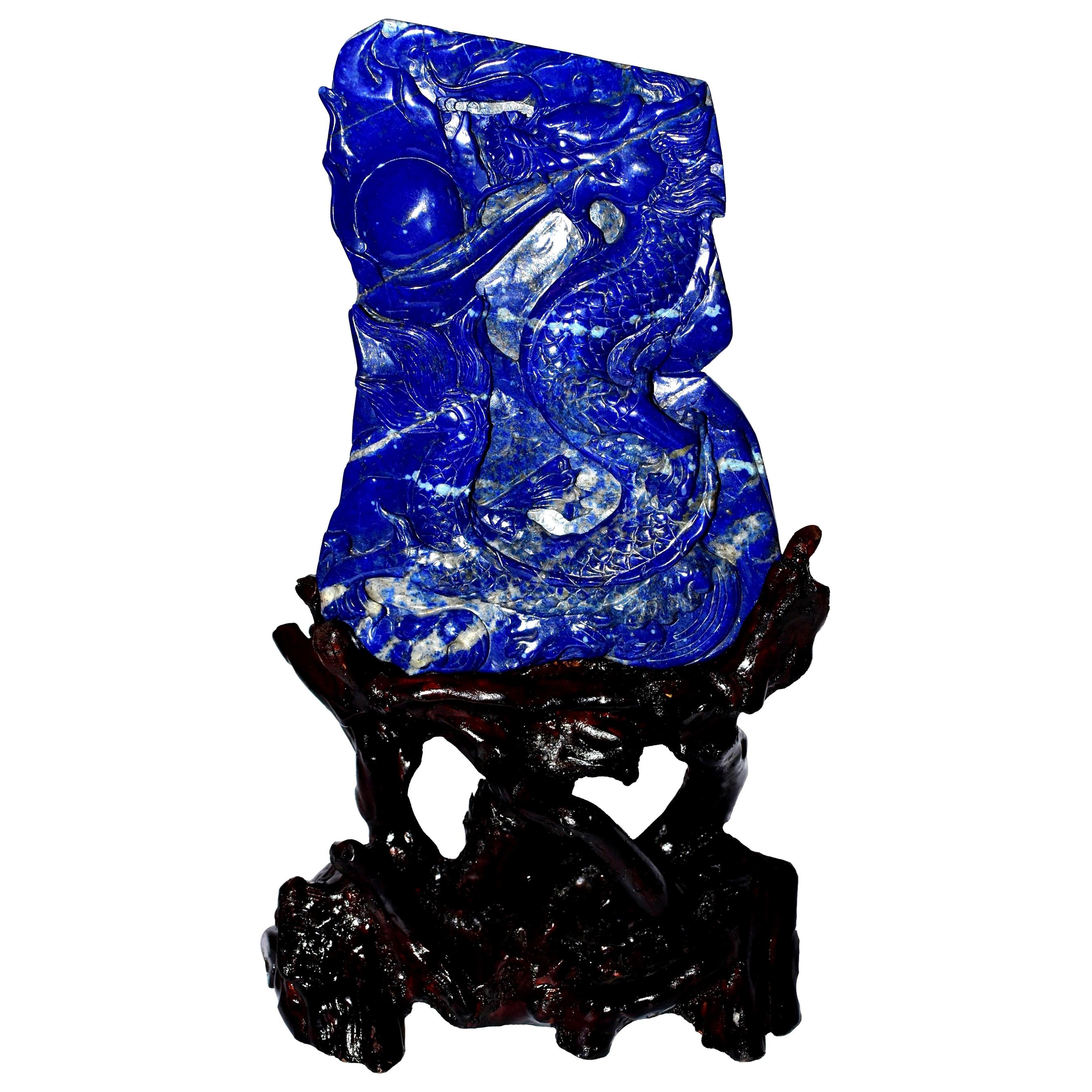Lapis Lazuli Dragon Statue, 3.4 Lb, Finest Grade at 1stDibs