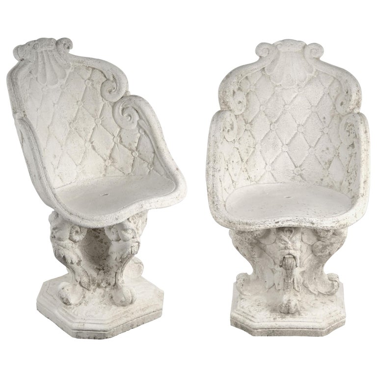 Pair of Large Italian Garden Stone Chairs - Individually Priced at 1stDibs