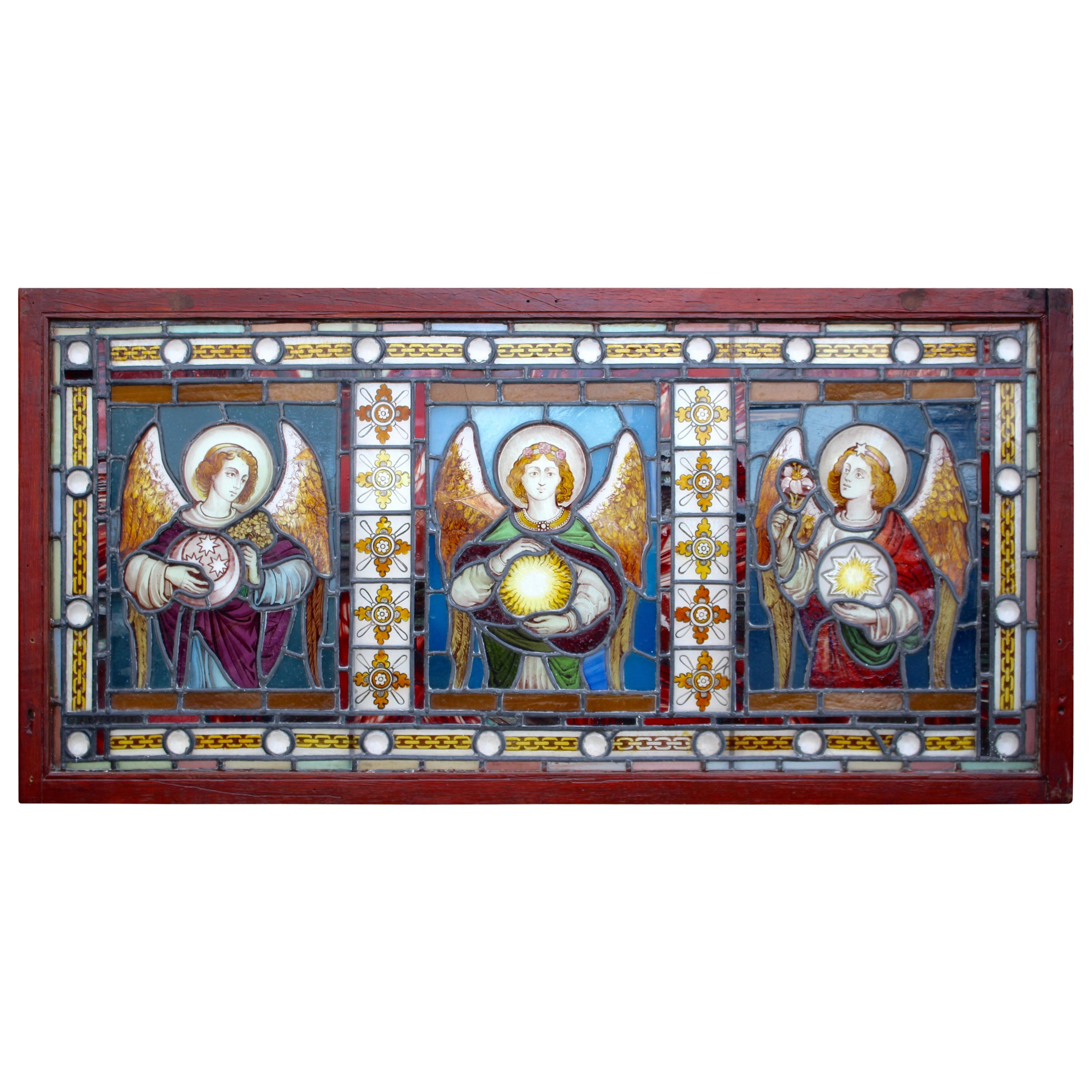 Early Victorian Hand Painted Stained Glass Church Window at 1stDibs ...