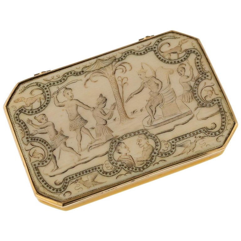 Antique 18th Century English 18-Karat Gold Mounted Snuff Box, circa ...
