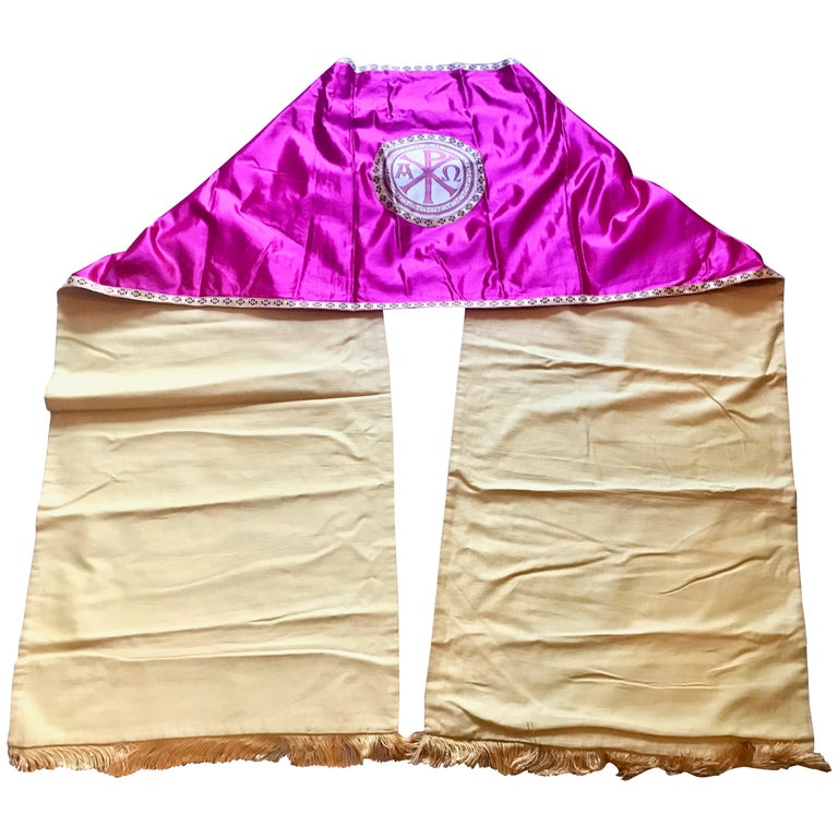 Fuchsia Pink Silk Embroidered Priest Vestment Cape For Sale at 1stDibs