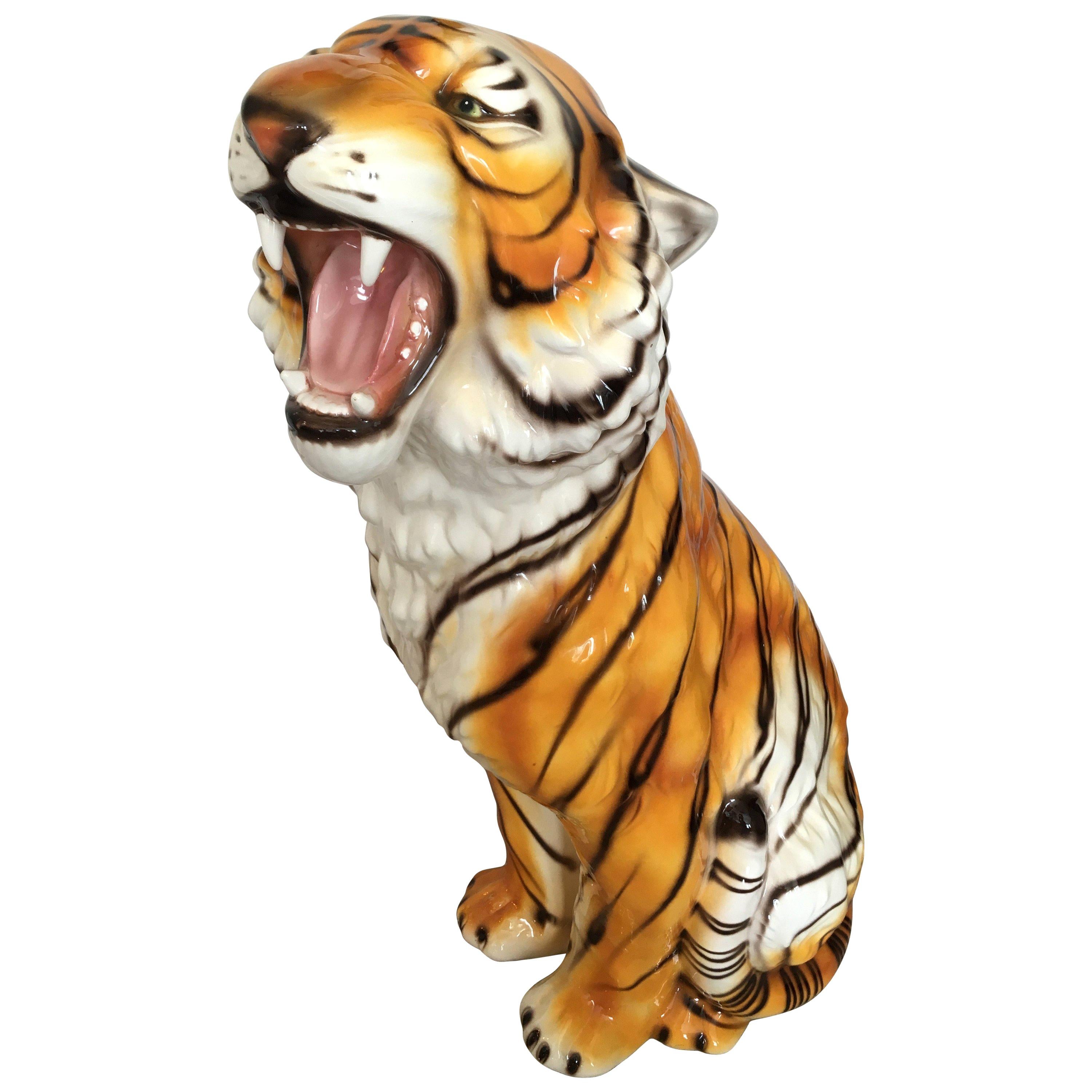 Large Mid Century Ceramic Tiger at 1stDibs