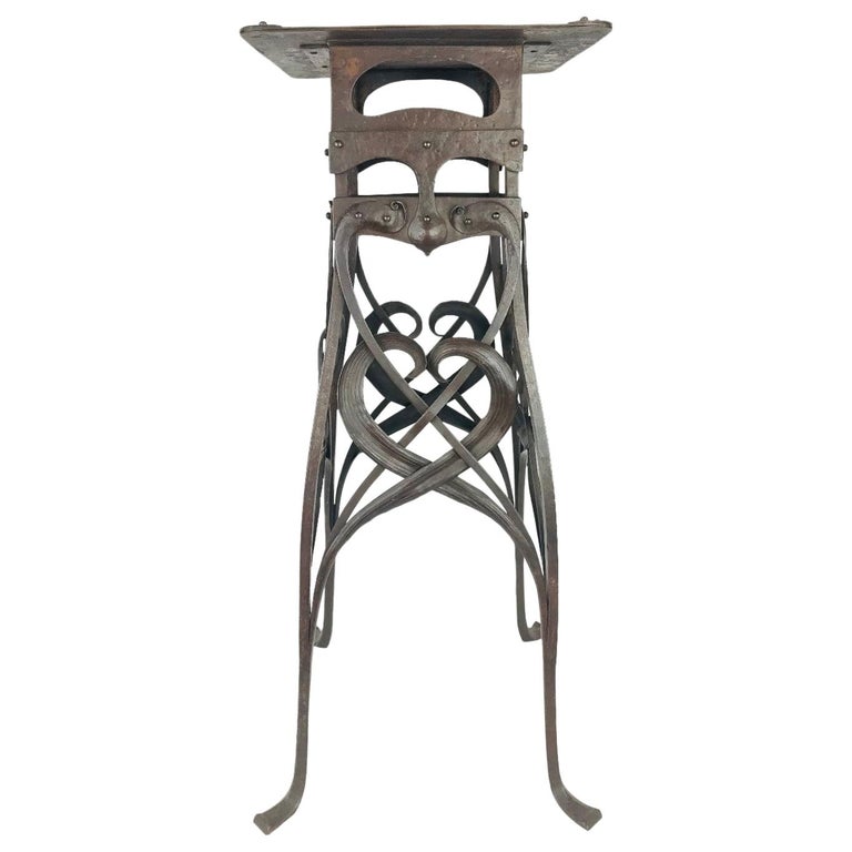 Art Nouveau Handwrought Iron and Steel Table Hermann Obrist at 1stDibs