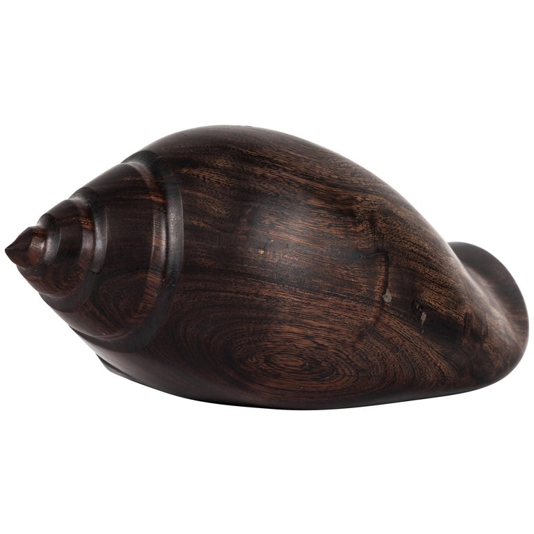 Midcentury French Hand Carved Wood Shell For Sale at 1stDibs