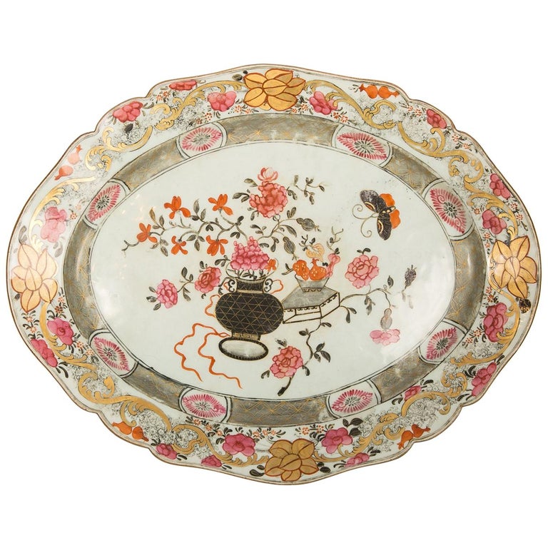 Large Antique Chinese Porcelain Platter Qing Dynasty, Mid 19th Century ...