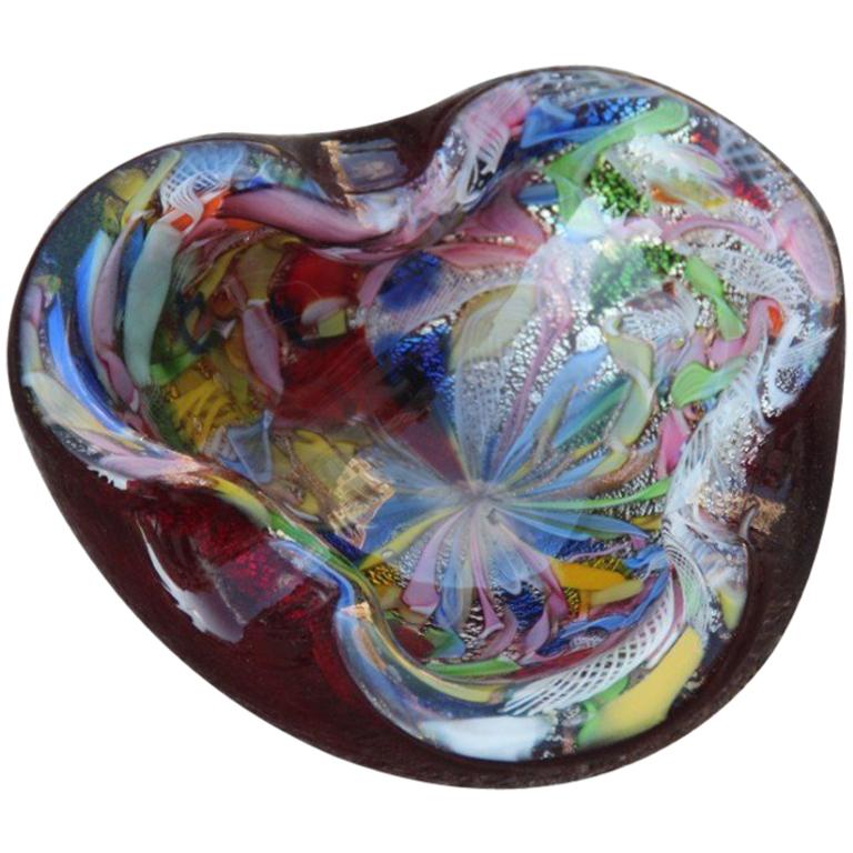 Midcentury Bowl Murano Glass Avem Multicolor Italian Design, 1950s Red ...