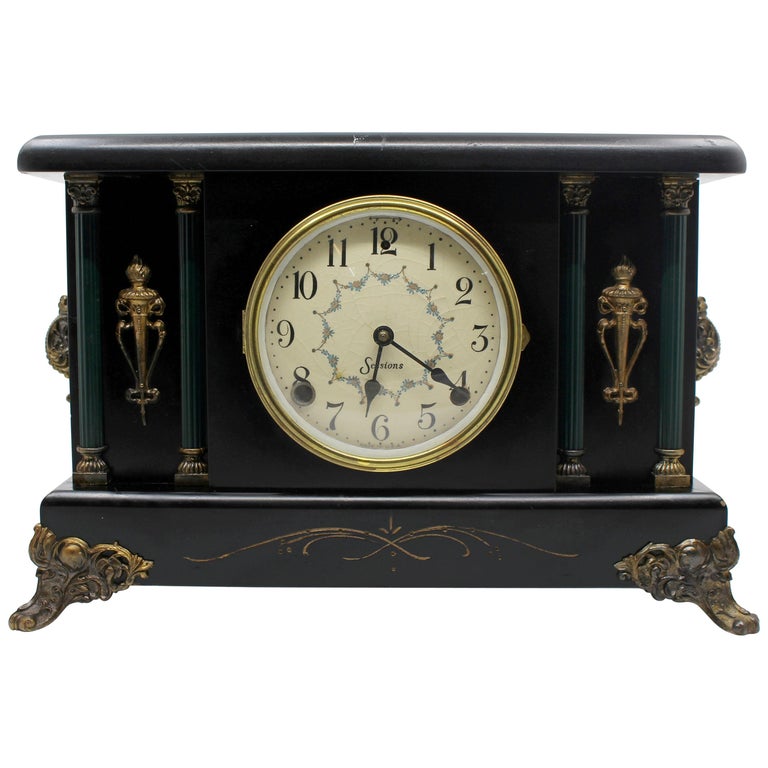 Early 20th Century American Ebonized Mantle Clock at 1stDibs