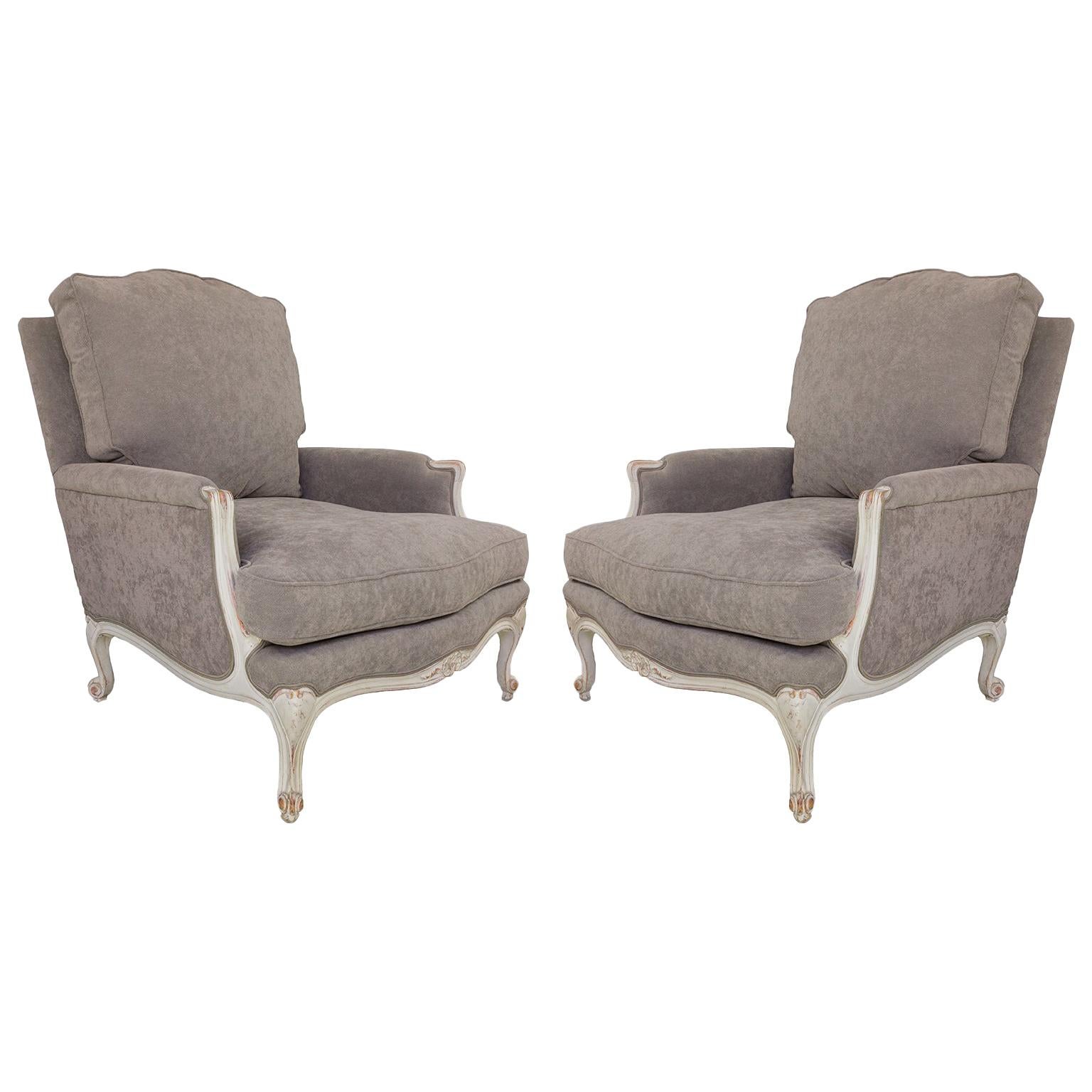 Pair of French Armchairs in the Louis XV Taste attributed to Maison ...