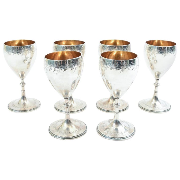 Antique Sterling Silver Set Six Barware Drinking Cups For Sale at ...