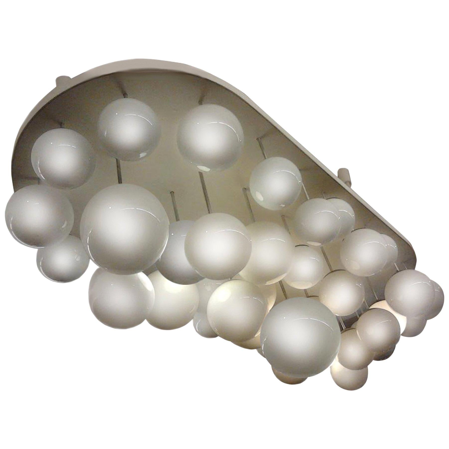 Murano Chandelier by Mazzega, 50 Opalino Glasses at 1stDibs