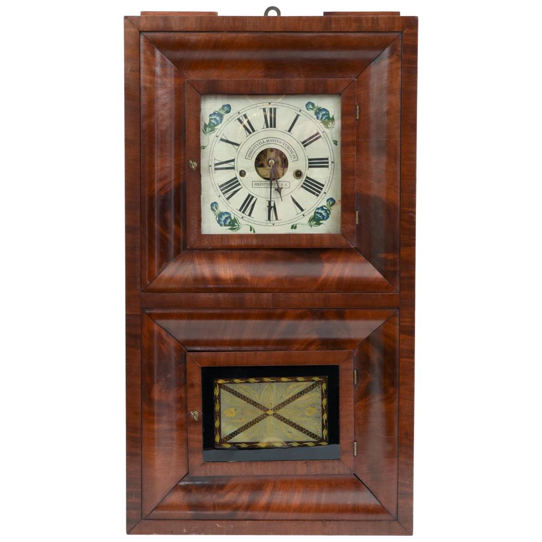 Walnut Frame Case Glass One Weight Regulator Wall Clock at 1stDibs