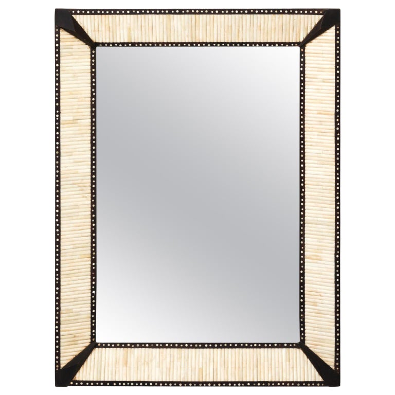 Teak Mirror with Bone Inlay For Sale at 1stDibs | bone inlay mirror ...