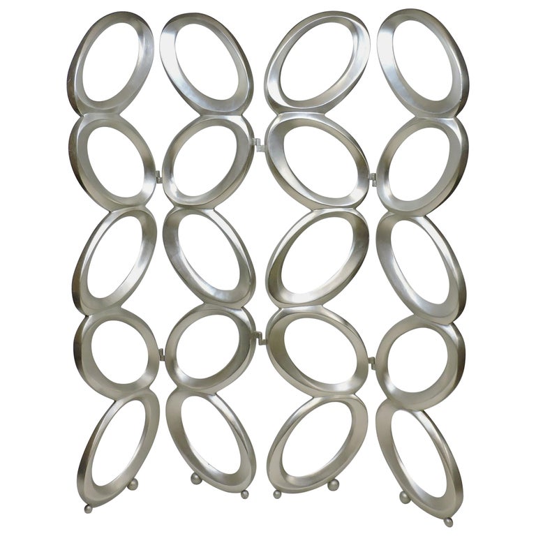 Mid-Century Modern Geometric Stacked Oval Screen or Room Divider For ...