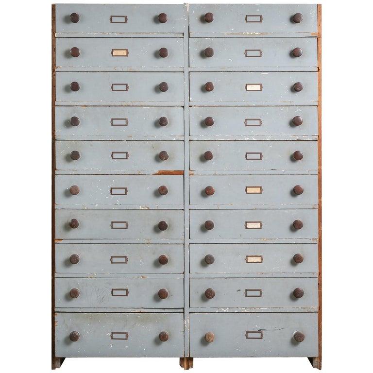 Built-In Archival Bank of Drawers, America, circa 19th Century For Sale ...