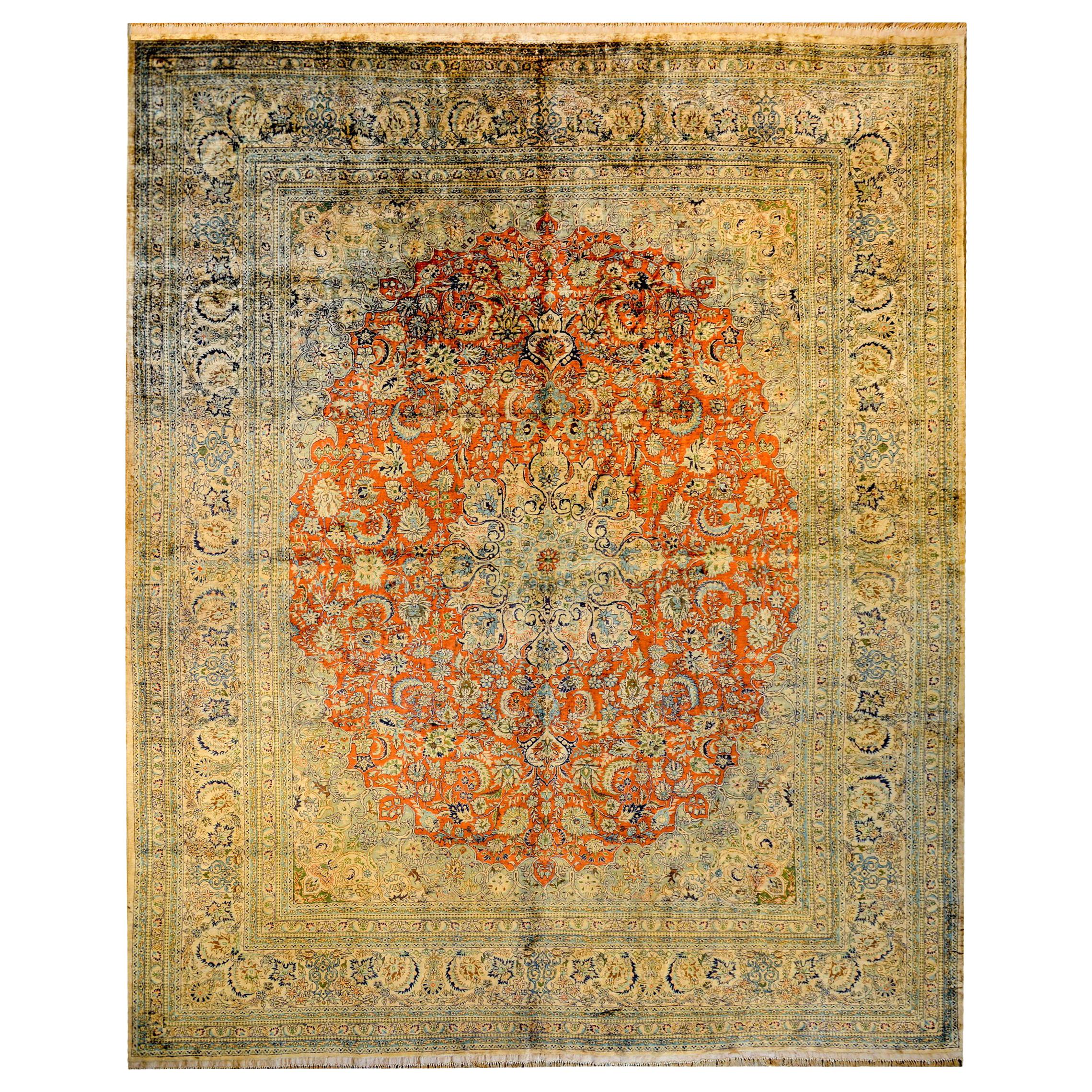 Incredible Vintage Silk Indian Isfahan Rug at 1stDibs