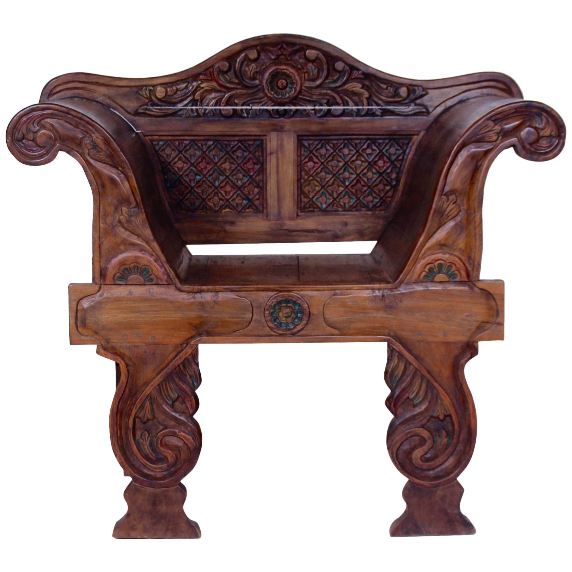 Big Antique Carved Throne, 1870s at 1stDibs