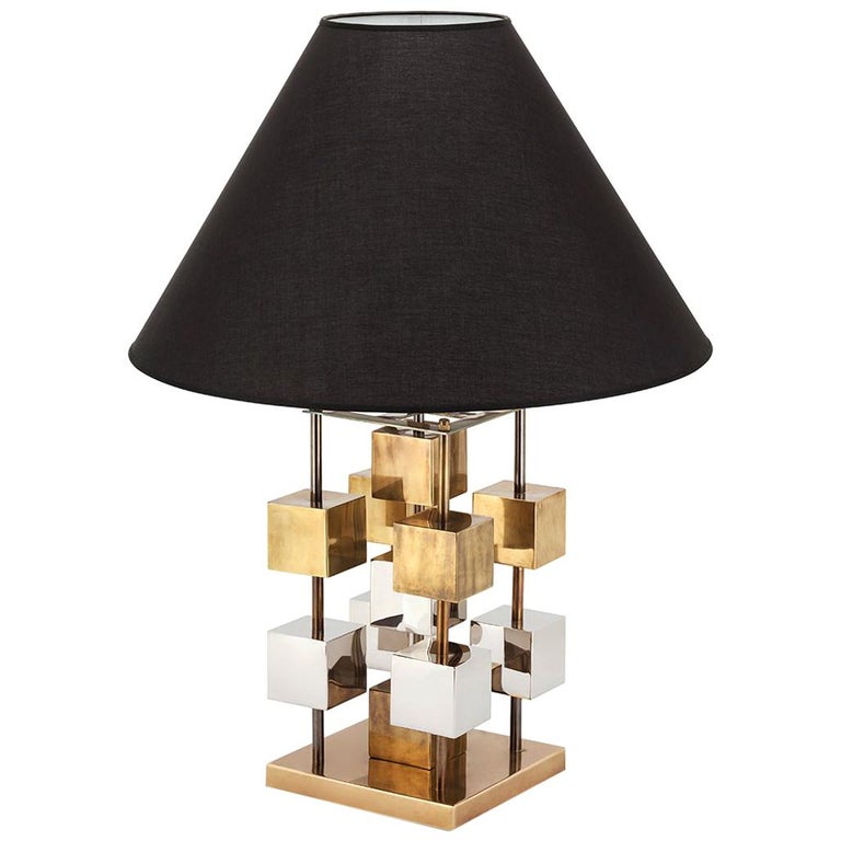 Cubism Table Lamp with Gold and Chrome Finish For Sale at 1stDibs ...
