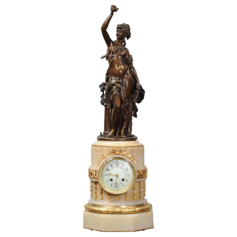 Antique French Onyx and Bronze Clock by Moreau and Japy Freres at 1stDibs
