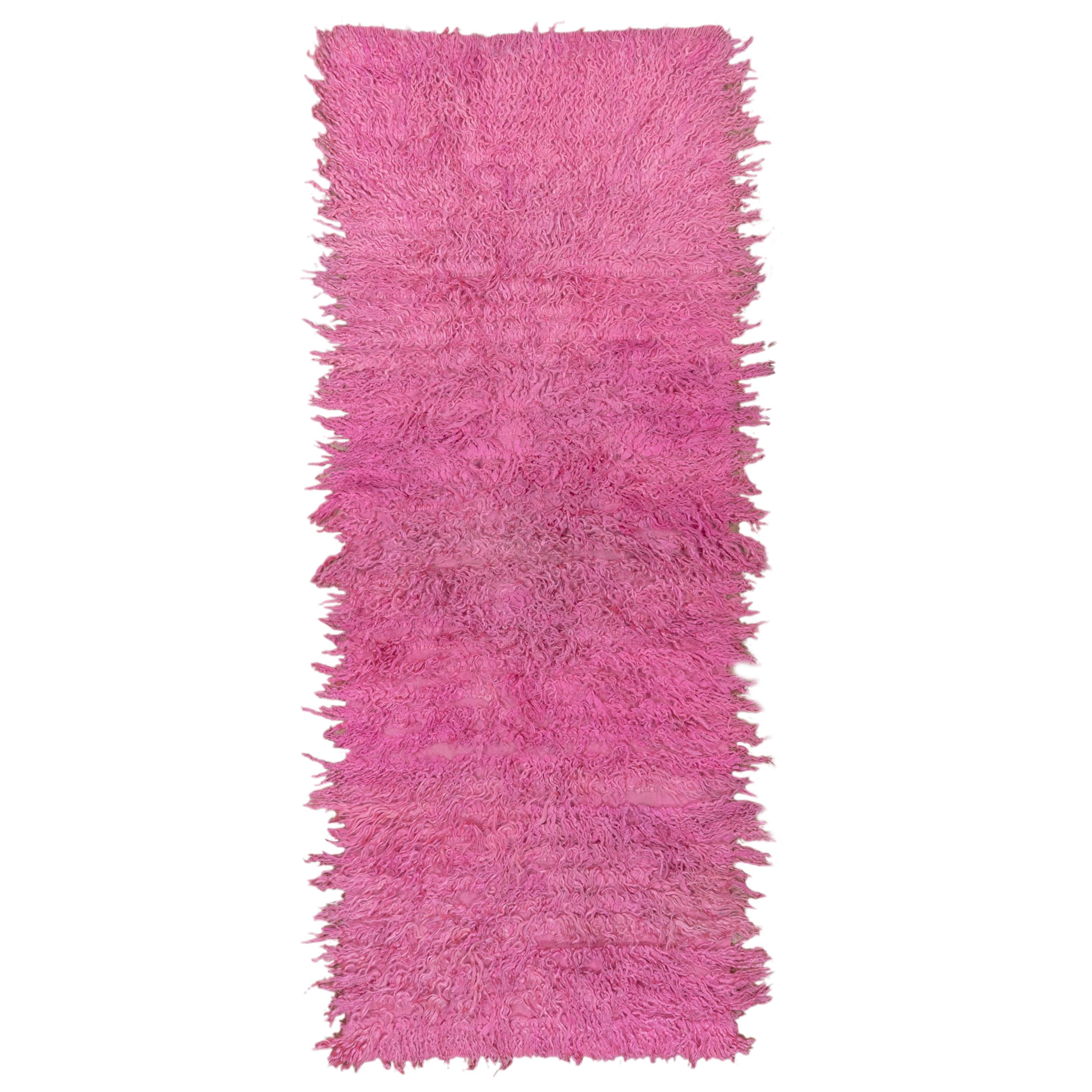 Angora Tulu Shag Runner, Teal and Seafoam Green Tones For Sale at 1stDibs