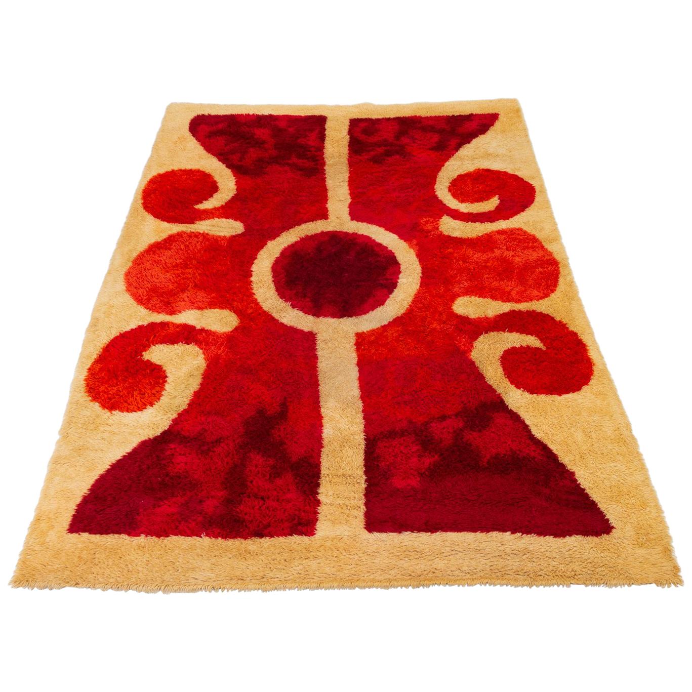1960s Scandinavian Modern Op Art Shag Area Rug at 1stDibs