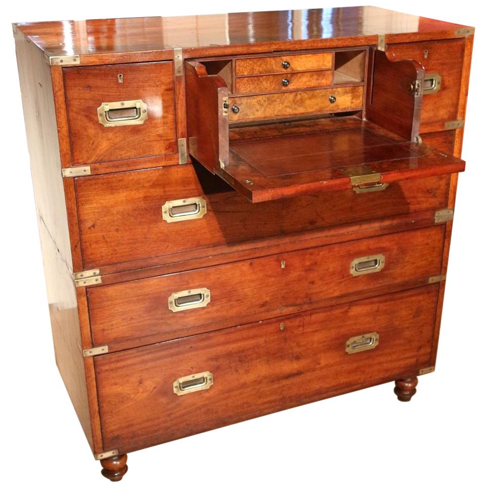 Early Victorian Mahogany Campaign Chest with Secretary Drawer at ...