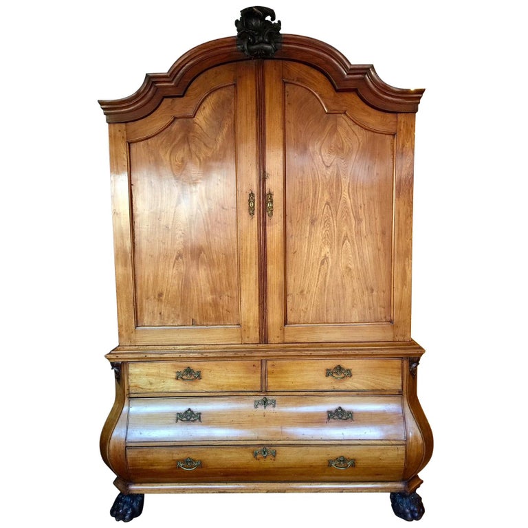 19th Century Dutch Ash Linen Press or Cabinet at 1stDibs