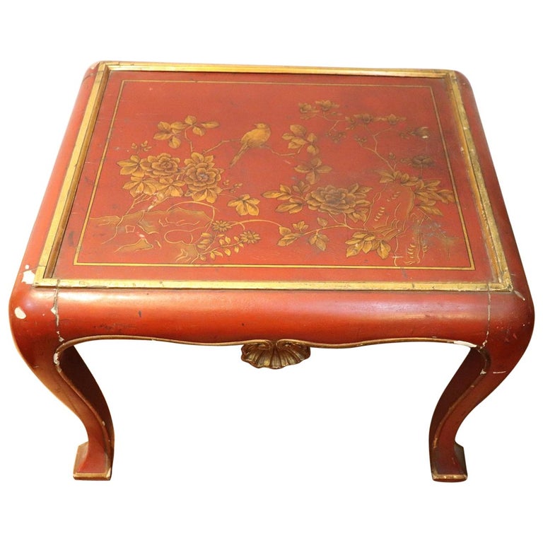 20th Century Lacquered and Painted Wood Japanese Side Table or Sofa ...