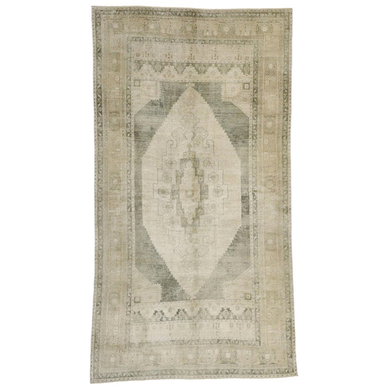 Vintage Turkish Oushak Rug with Shaker Style For Sale at 1stDibs