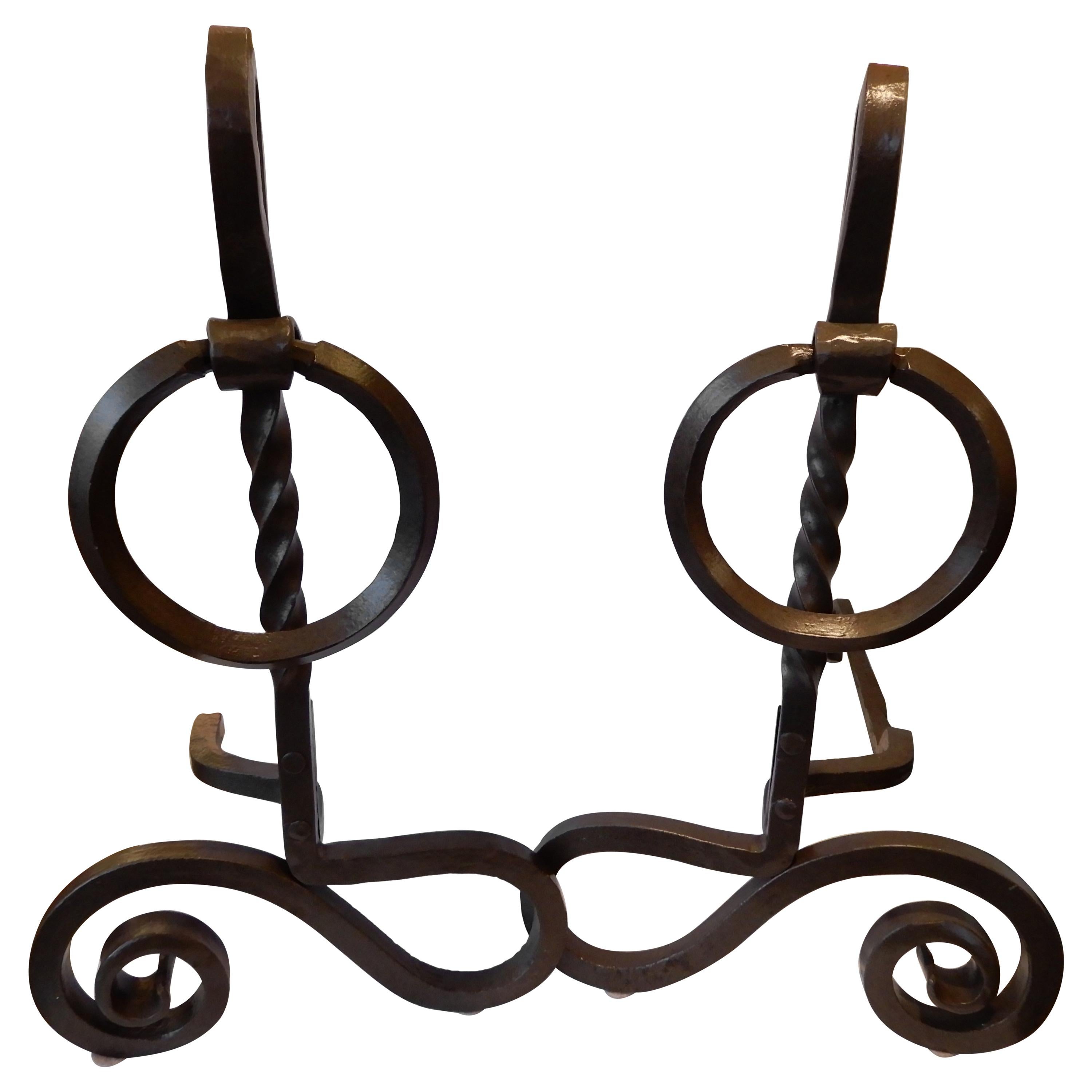 Pair of Arts and Crafts Monumental Andirons at 1stDibs