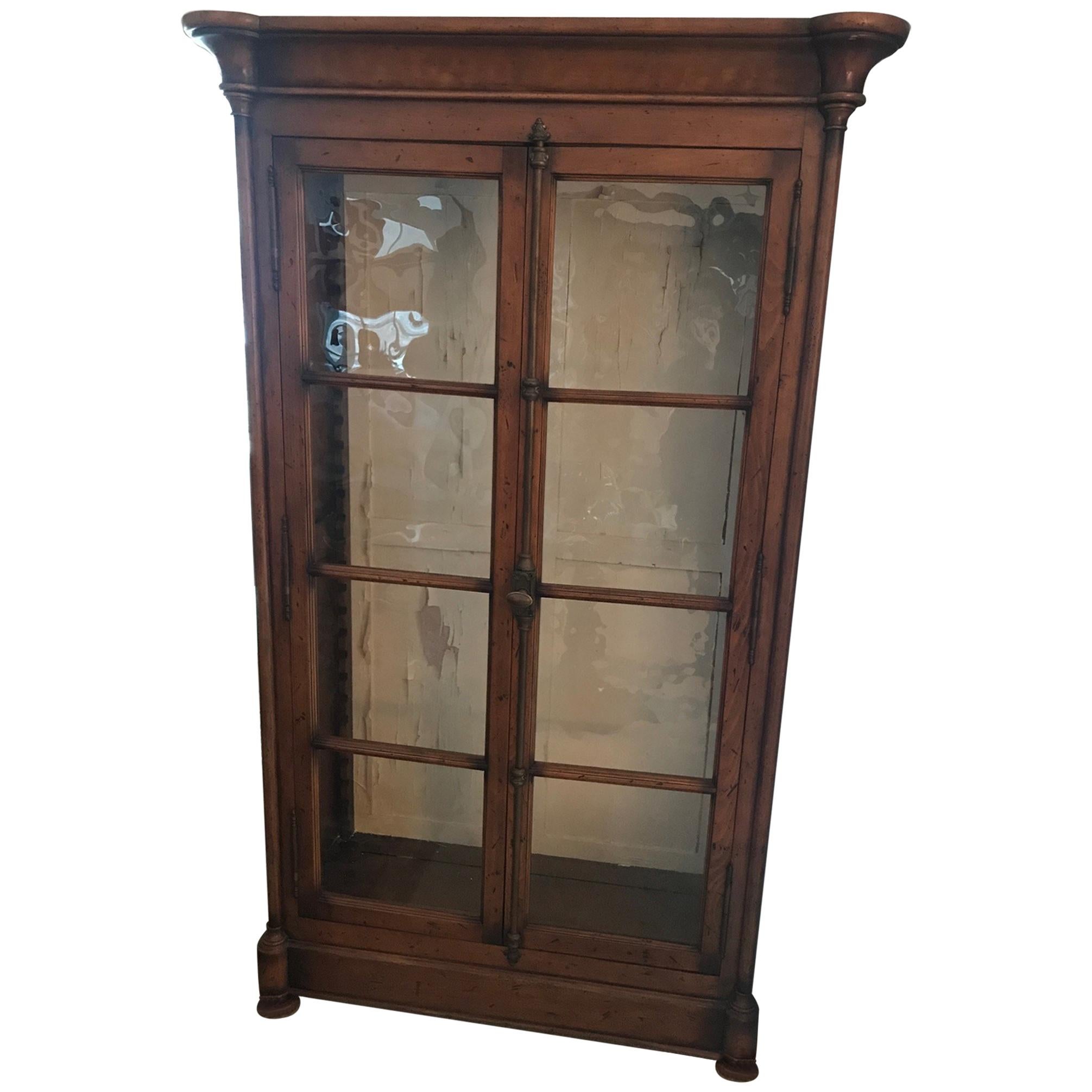 Antique Armoire or Shelving Unit with Rolled Glass Door Panels For Sale ...
