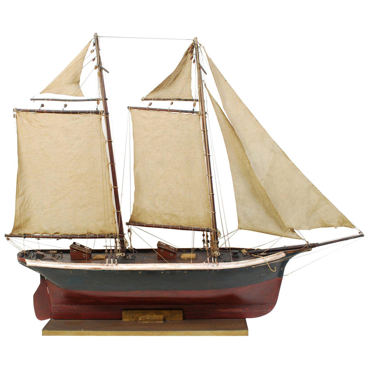 Vintage Schooner Sailboat Model, circa 1950s For Sale at 1stdibs