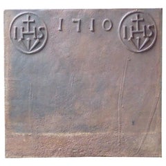 Antique Fireback with Medieval IHS Monogram, Dated 1710 at 1stDibs